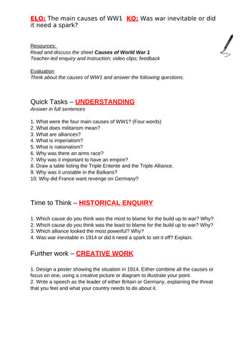Causes of WW1 | Teaching Resources
