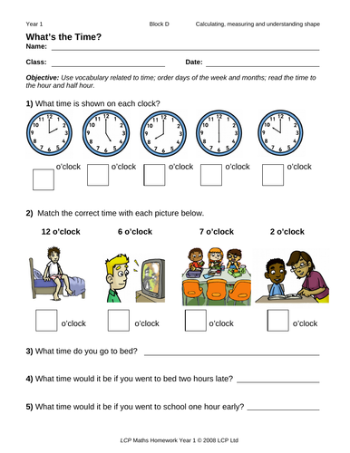 Year 1 Maths Home Learning Pack including (39 sheets) Answers and ...
