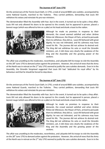 The Journee of 20th June 1792 in France | Teaching Resources