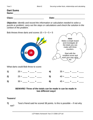 Year 2 Maths Home Learning Pack ( 39 sheets) including Parental ...