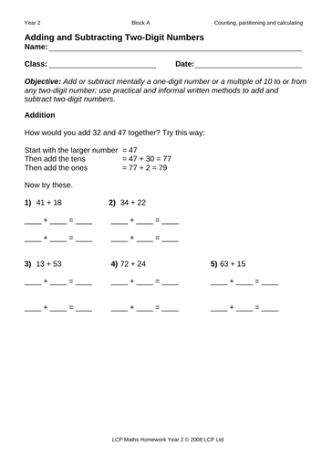 Year 2 Maths Home Learning Pack ( 39 sheets) including Parental ...