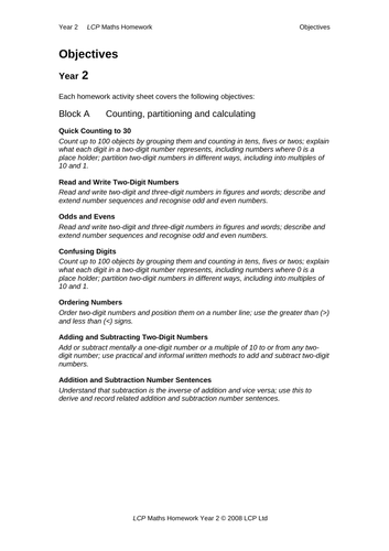 Year 2 Maths Home Learning Pack ( 39 sheets) including Parental ...