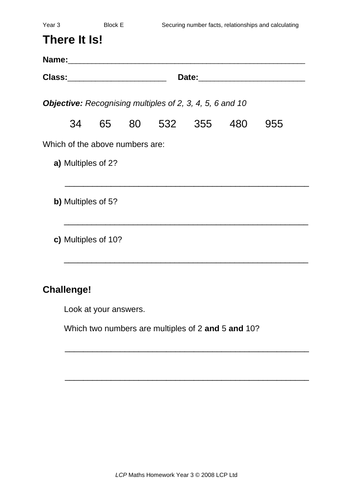 Year 3 Maths Home Learning Pack (45 sheets) including Answers and ...