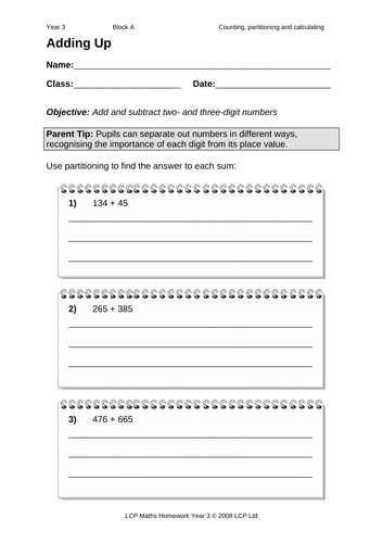 Year 3 Maths Home Learning Pack (45 sheets) including Answers and ...