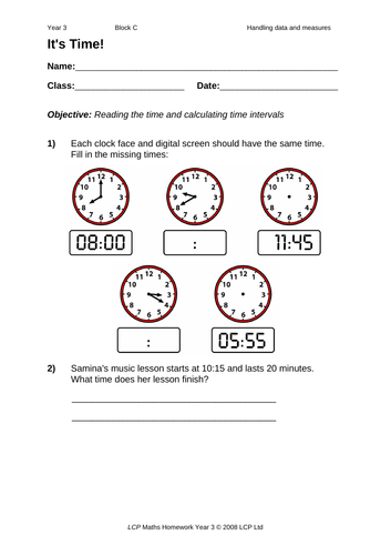 Year 3 Maths Home Learning Pack (45 sheets) including Answers and ...