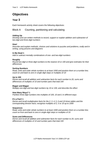 Year 3 Maths Home Learning Pack (45 sheets) including Answers and ...