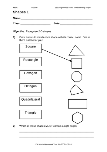 Year 3 Maths Home Learning Pack (45 sheets) including Answers and ...