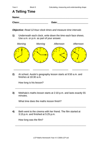 Year 4 Maths Home Learning Pack (40 sheets) including Parental Guidance ...