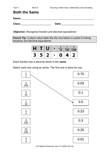 Year 4 Maths Home Learning Pack (40 sheets) including Parental Guidance ...