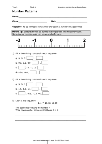 Year 5 Maths Home Learning (56 sheets) includes Answers and Parental ...