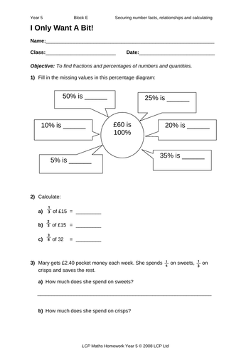 Year 5 Maths Home Learning (56 sheets) includes Answers and Parental ...