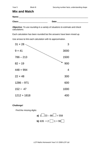Year 5 Maths Home Learning (56 sheets) includes Answers and Parental ...