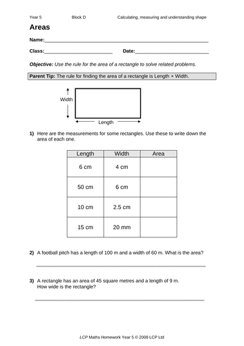 Year 5 Maths Home Learning (56 sheets) includes Answers and Parental ...
