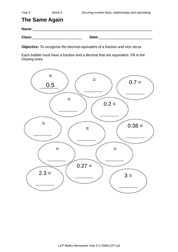 Year 5 Maths Home Learning (56 sheets) includes Answers and Parental ...