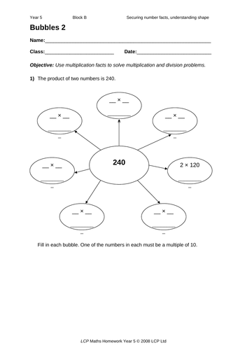 Year 5 Maths Home Learning (56 sheets) includes Answers and Parental ...