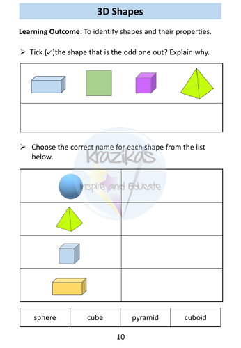 Shape and Space Workbook - AQA Entry Level 2 Maths | Teaching Resources