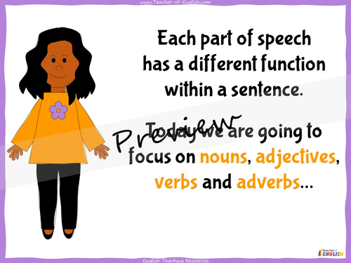 Parts of Speech - Nouns, Adjectives, Verbs and Adverbs | Teaching Resources