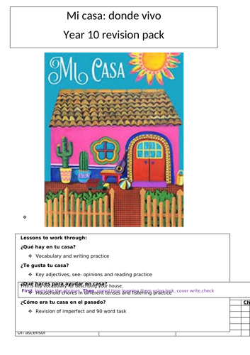Mi casa revision booklet | Teaching Resources