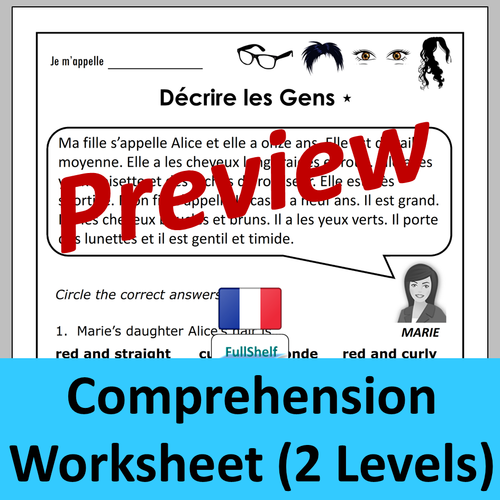Describing People in French Activities | Teaching Resources