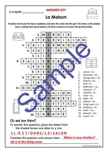 French House La Maison Worksheets | Teaching Resources