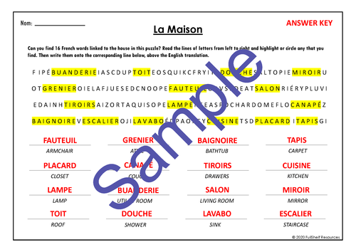 French House La Maison Worksheets | Teaching Resources