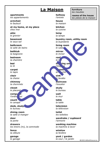 French House La Maison Worksheets | Teaching Resources