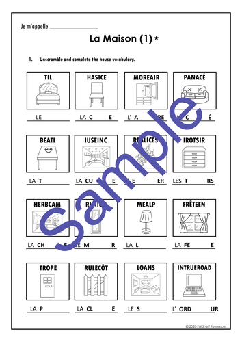 French House La Maison Worksheets | Teaching Resources