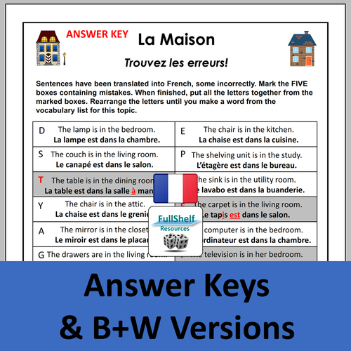 French House La Maison Worksheets | Teaching Resources
