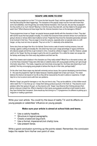 1 WEEK Of Literacy Distance Learning: Pack FOUR (age 12-14 years ...