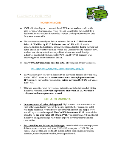HISTORY EDEXCEL A-LEVEL BRITAIN TRANSFORMED REVISION RESOURCE 1918-1979 ...