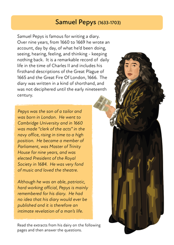 Samuel Pepys Plague Diary Comprehension (age 9 years +) | Teaching ...