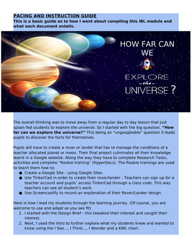 Inquiry/Project Based Learning - Space - Online Learning | Teaching ...