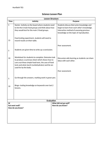 8A Exploring Science Food Tests Lesson Plan | Teaching Resources