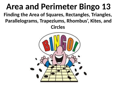 Area and Perimeter Bingo Package - 13 Games for £4 - Profits for ...