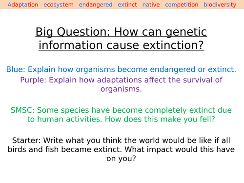 Year 9 Genes and Extinction lesson (9Ad) | Teaching Resources