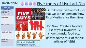 Five roots of Usual ad-Din. Shi'a Islam | Teaching Resources