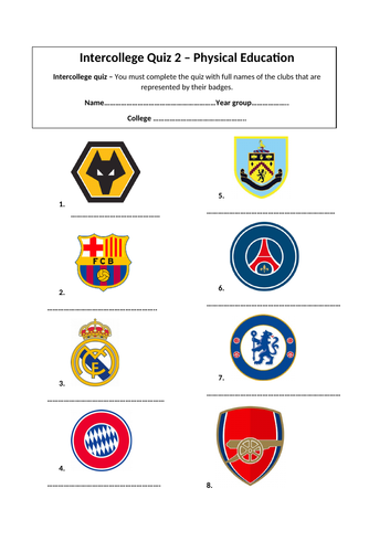 Sport Personality quiz and sport team quiz | Teaching Resources