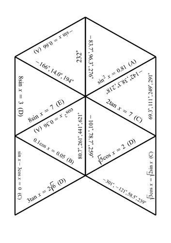 Simple Trig. Equations - Tarsia (Year 12 Maths) | Teaching Resources