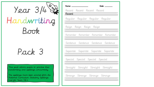 Year 3 and 4 Handwriting and Spelling Booklet | Teaching Resources