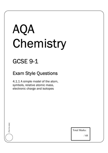 Gcse Chemistry Atomic Structure Exam Styles Questions For Revision