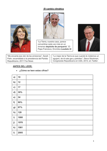 El cambio climático (Climate Change) - Advanced | Teaching Resources