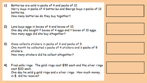 Introduction to Algebraic Expressions | Teaching Resources