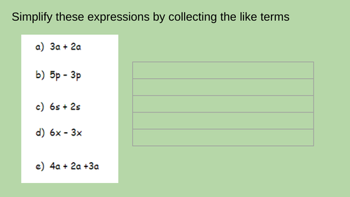 Algebra: Collecting Like Terms | Teaching Resources