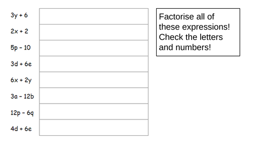 Factorising - Parts 1, 2 and 3 | Teaching Resources