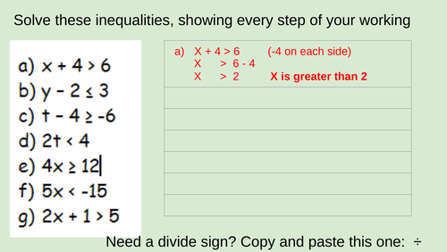 Solving Inequalities | Teaching Resources