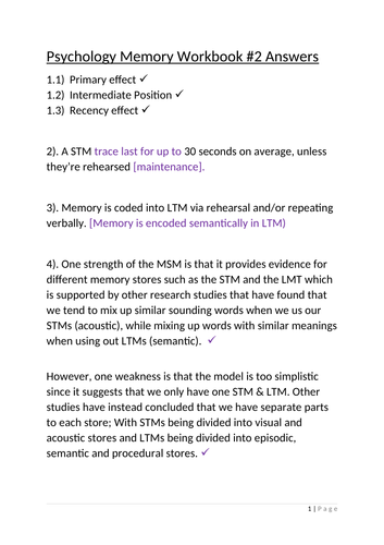 AQA GCSE Psychology Memory, Remote Learning Pack | Teaching Resources
