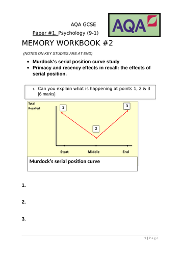 AQA GCSE Psychology Memory, Remote Learning Pack | Teaching Resources