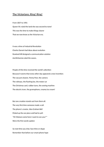 A performance poem about Victorian inventions | Teaching Resources