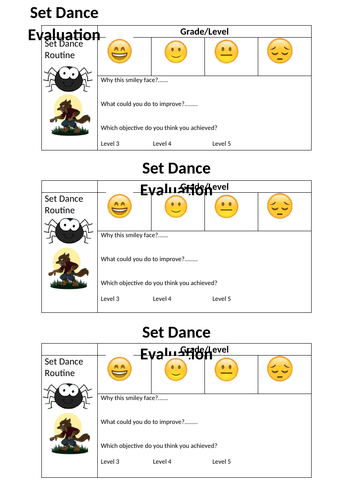 Dance Thriller Peer/Self Assessment cards | Teaching Resources