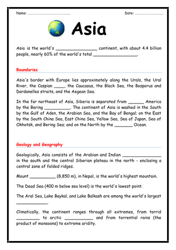 ASIA - PowerPoint and Activity Booklet | Teaching Resources